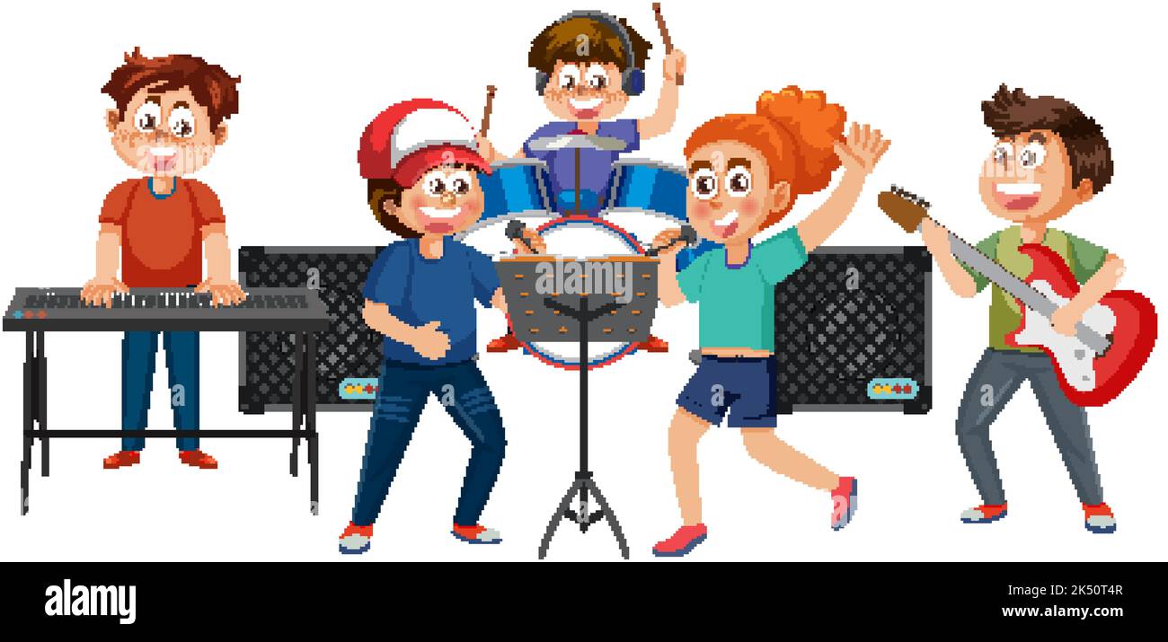 Kids playing musical instruments illustration Stock Vector Image & Art ...
