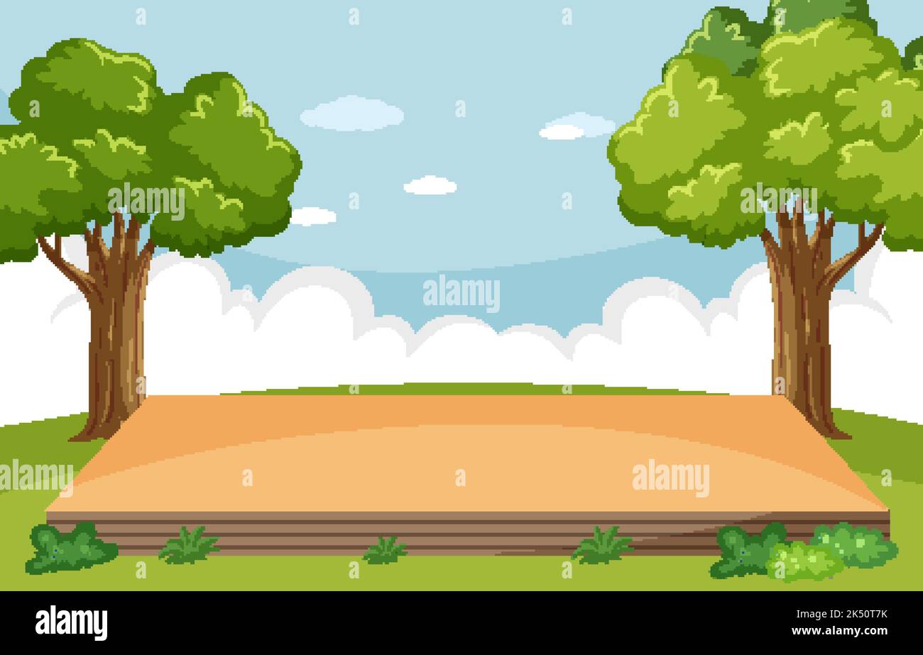 Outdoor park scene with stage illustration Stock Vector Image & Art - Alamy