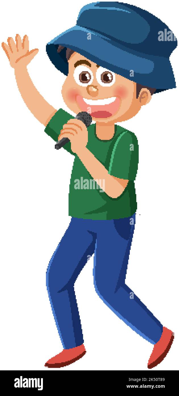 Singer boy cartoon character illustration Stock Vector Image & Art - Alamy