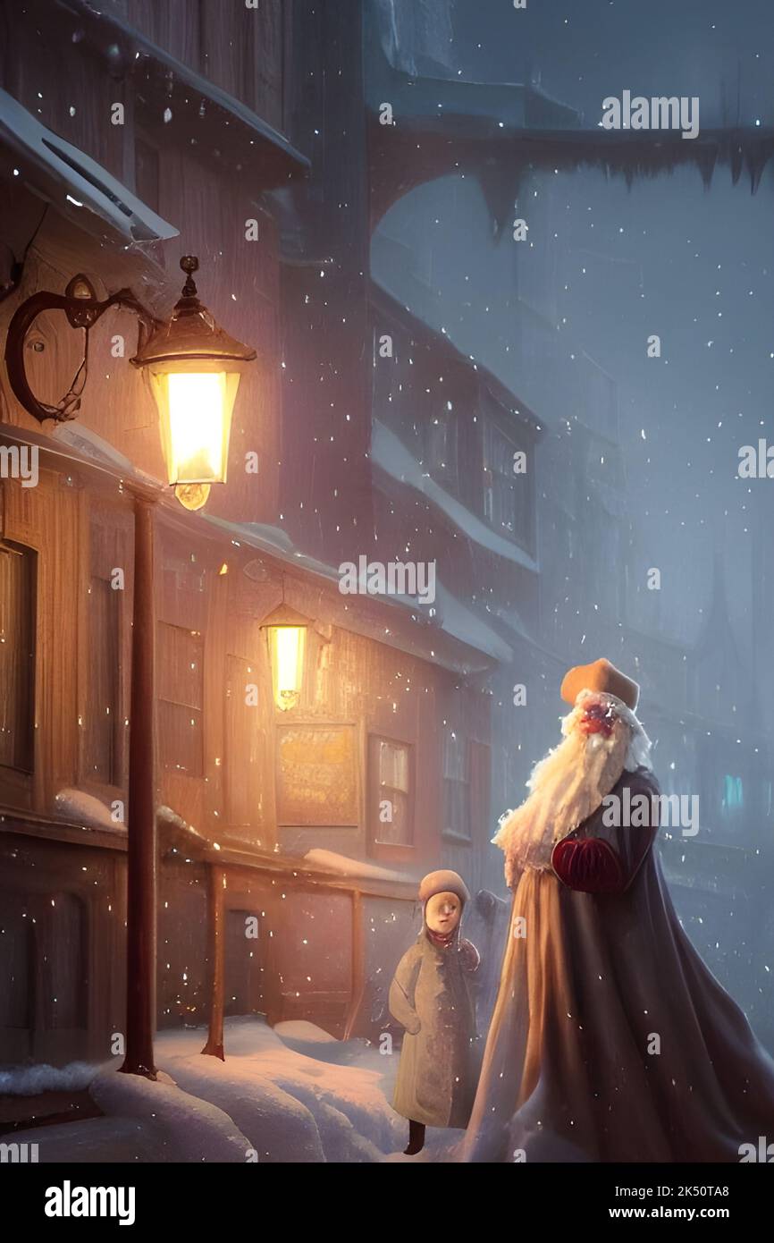 Christmas card holiday festive scene artwork and illustrations Stock ...