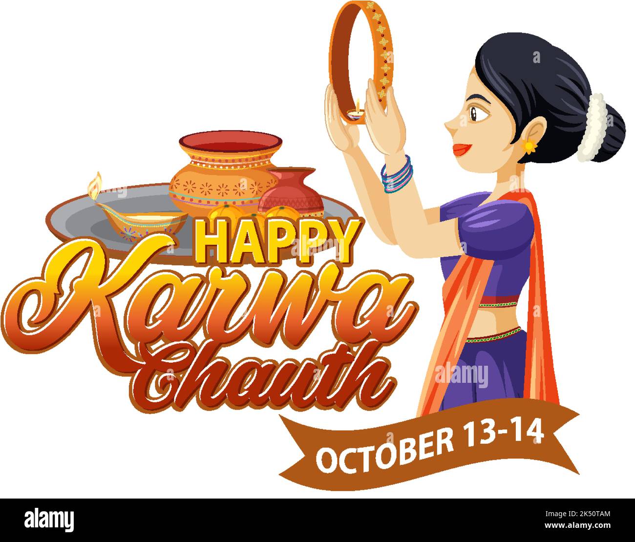 Happy Karwa Chauth Text Design Illustration Stock Vector Image And Art