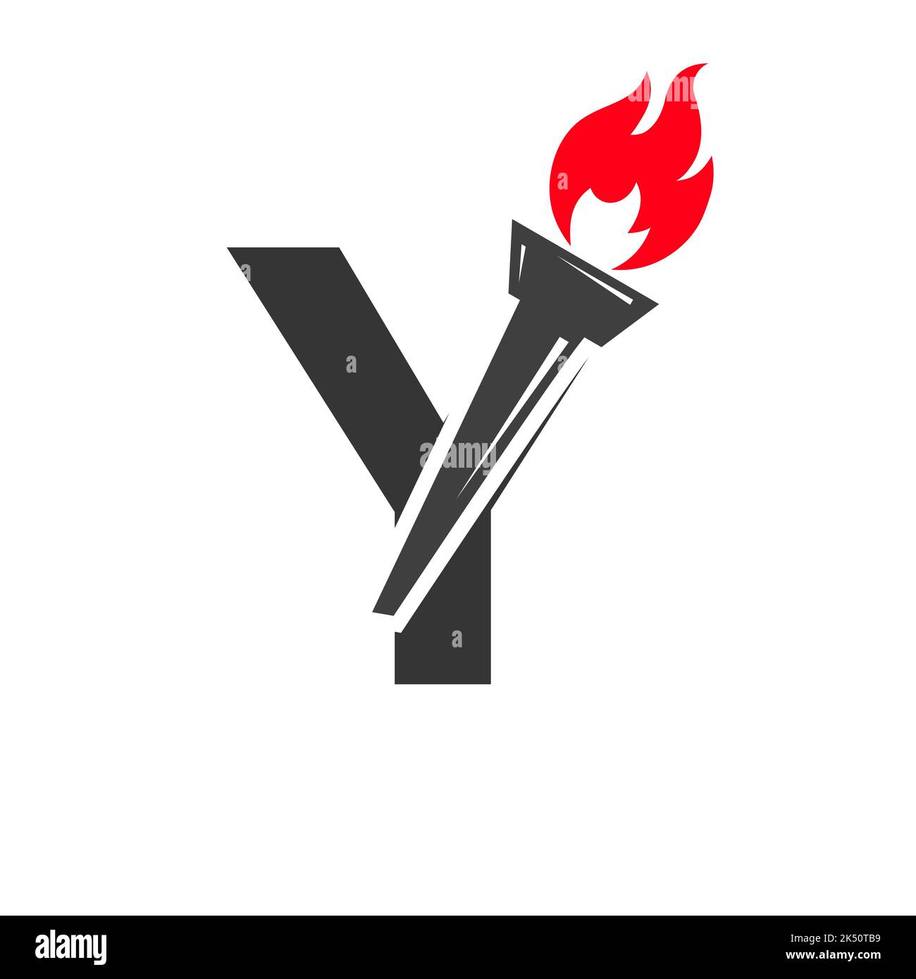 Initial Letter Y Fire Torch Concept With Fire and Torch Icon Vector ...
