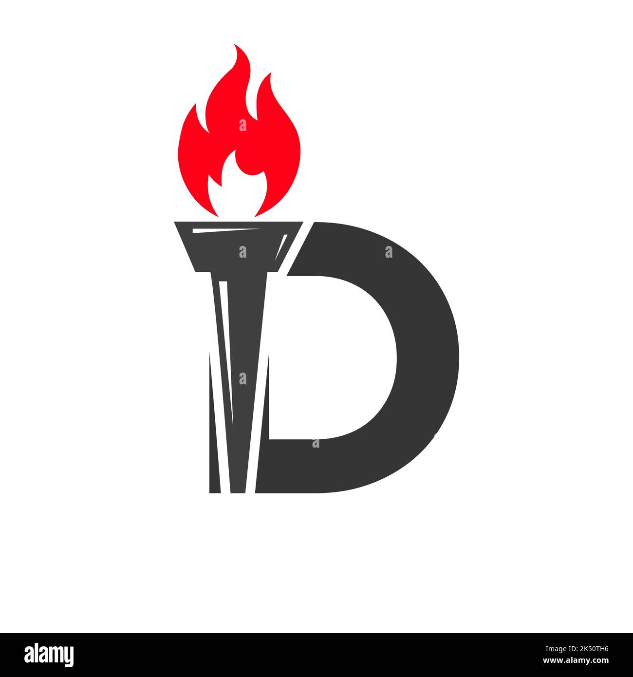 Initial Letter D Fire Torch Concept With Fire and Torch Icon Vector ...