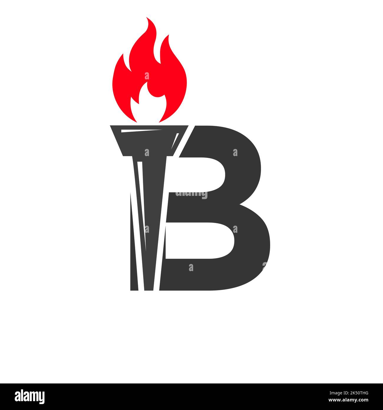 Initial Letter B Fire Torch Concept With Fire and Torch Icon Vector ...
