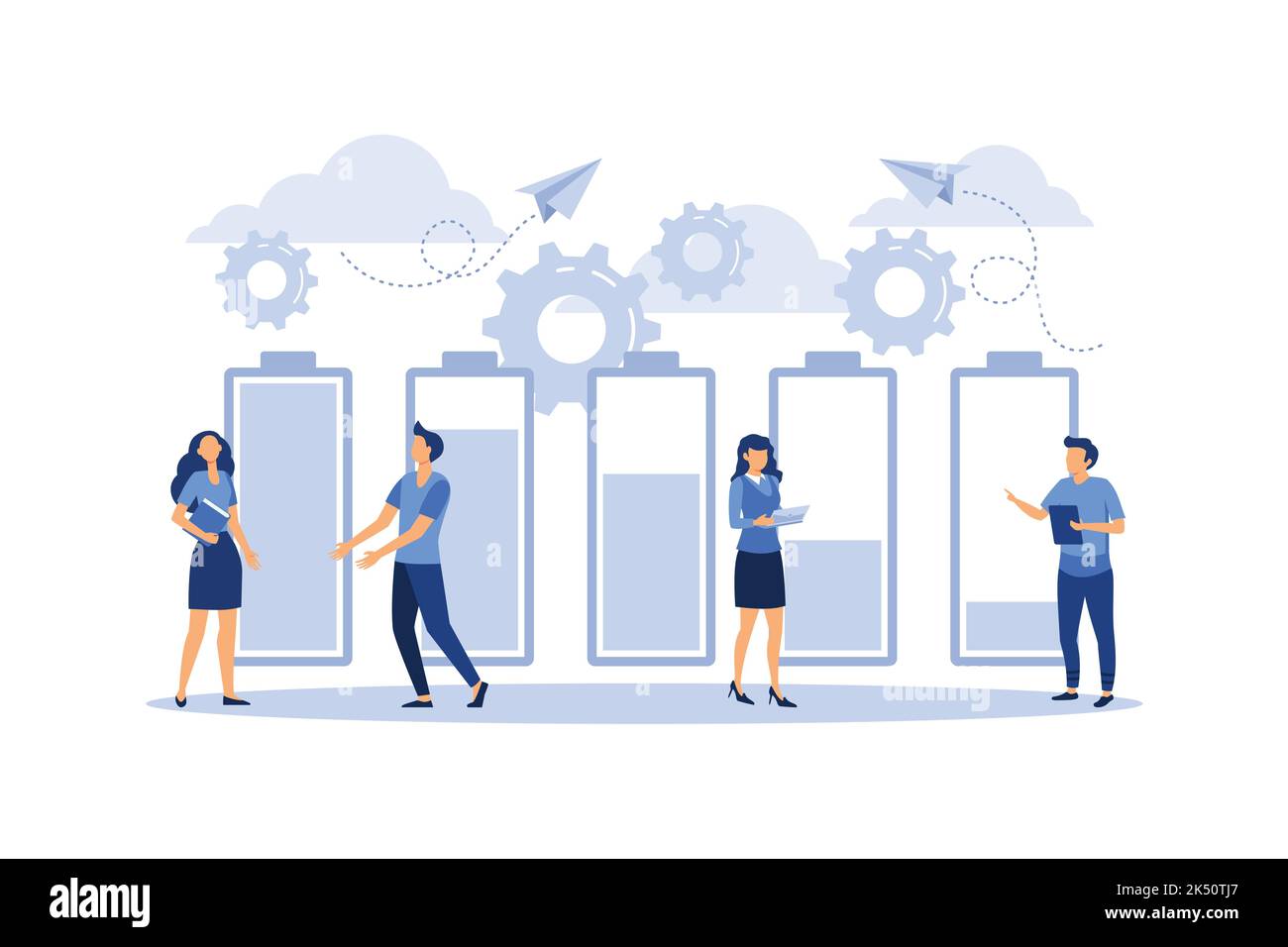 discharged power sources, various charging state of the battery load ...