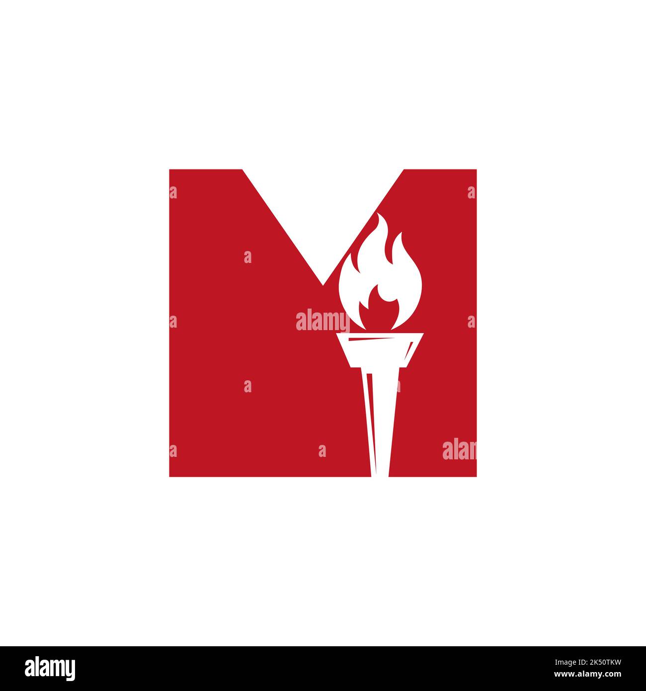 Initial Letter M Fire Torch Concept With Fire and Torch Icon Vector ...