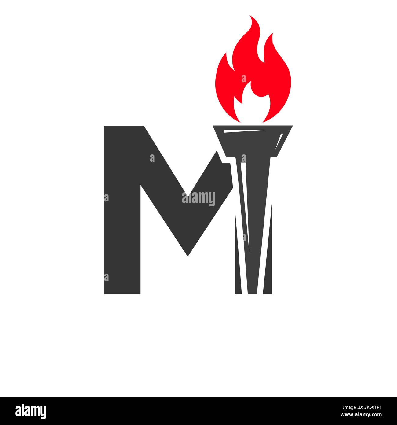 Initial Letter M Fire Torch Concept With Fire and Torch Icon Vector ...