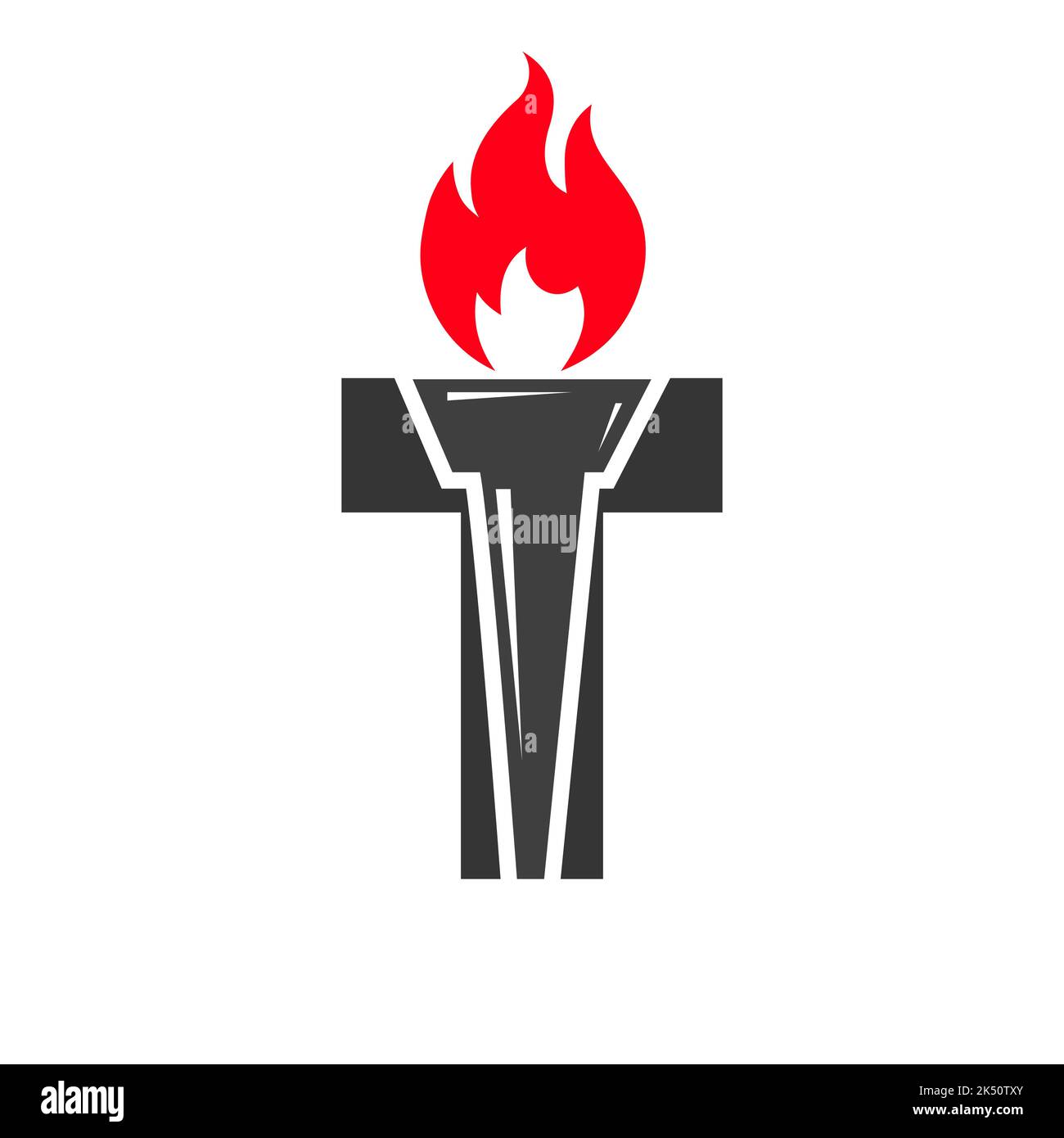 Initial Letter T Fire Torch Concept With Fire and Torch Icon Vector ...