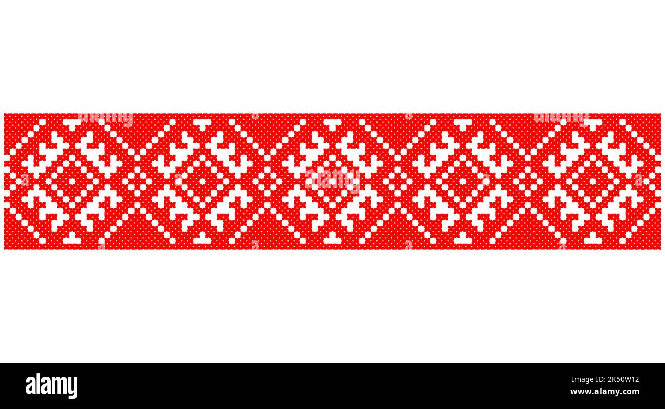 Embroidered good like old handmade cross-stitch ethnic Ukraine pattern ...