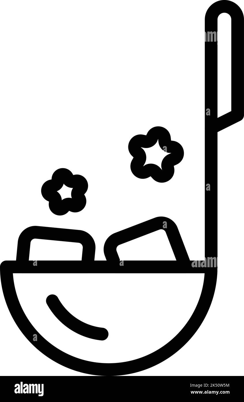 Hot chocolate spoon icon outline vector. Candy food. Egg cake Stock ...