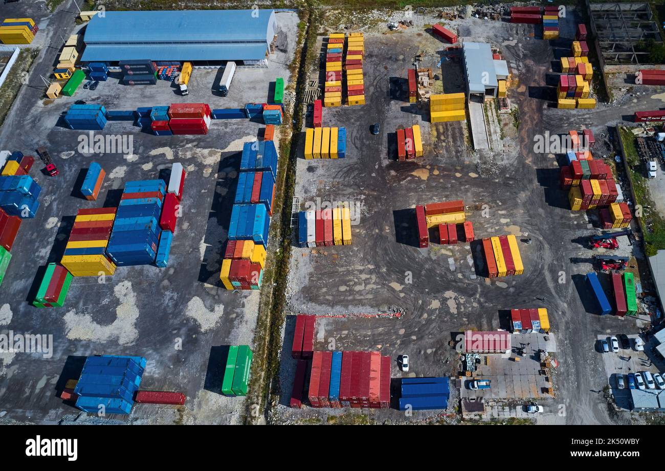 large outdoor container storage warehouse Stock Photo - Alamy