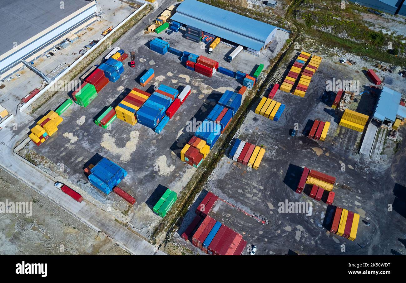 large outdoor container storage warehouse Stock Photo - Alamy