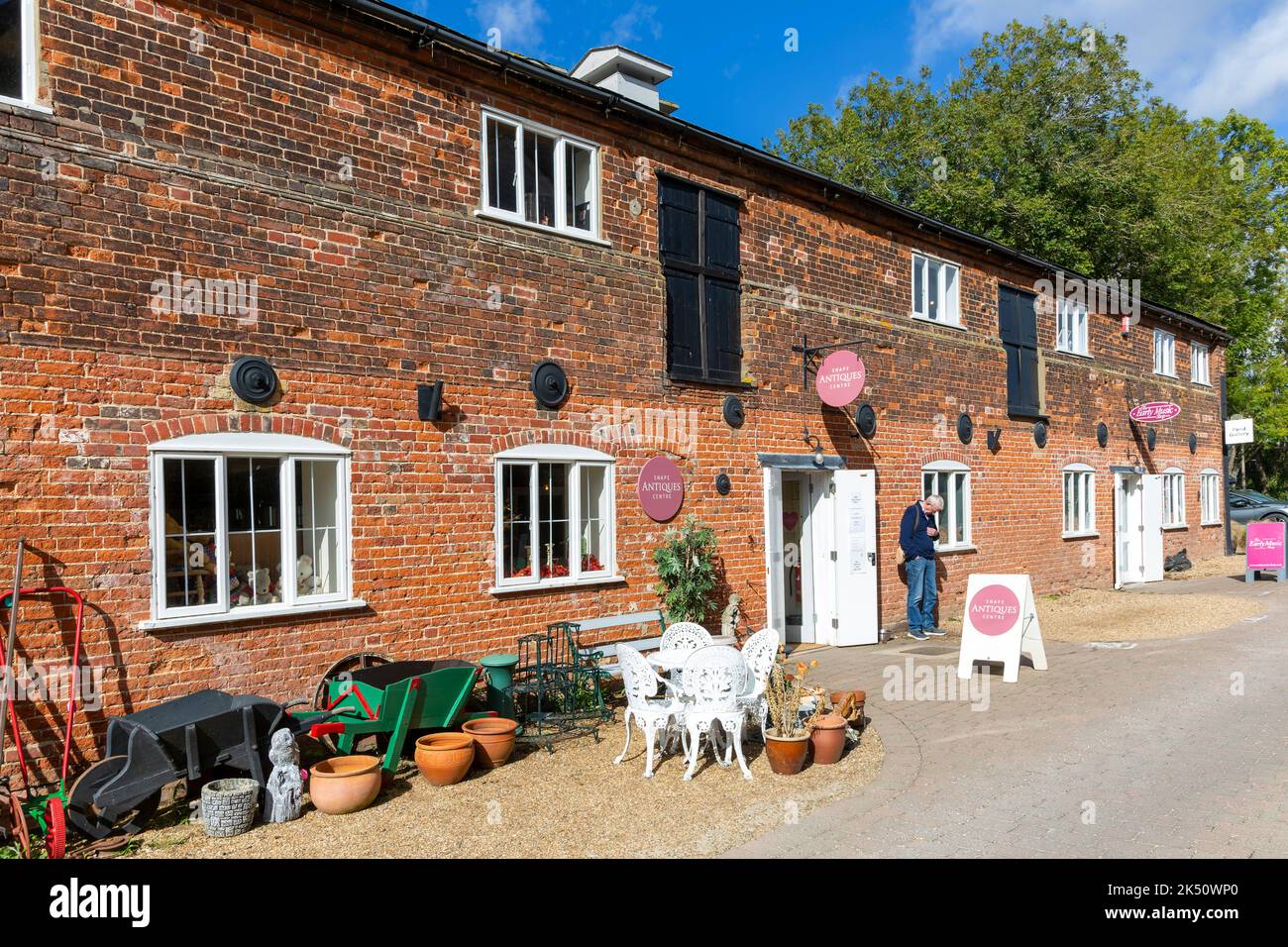 Antique shop in converted industrial building, Snape Maltings, Suffolk ...
