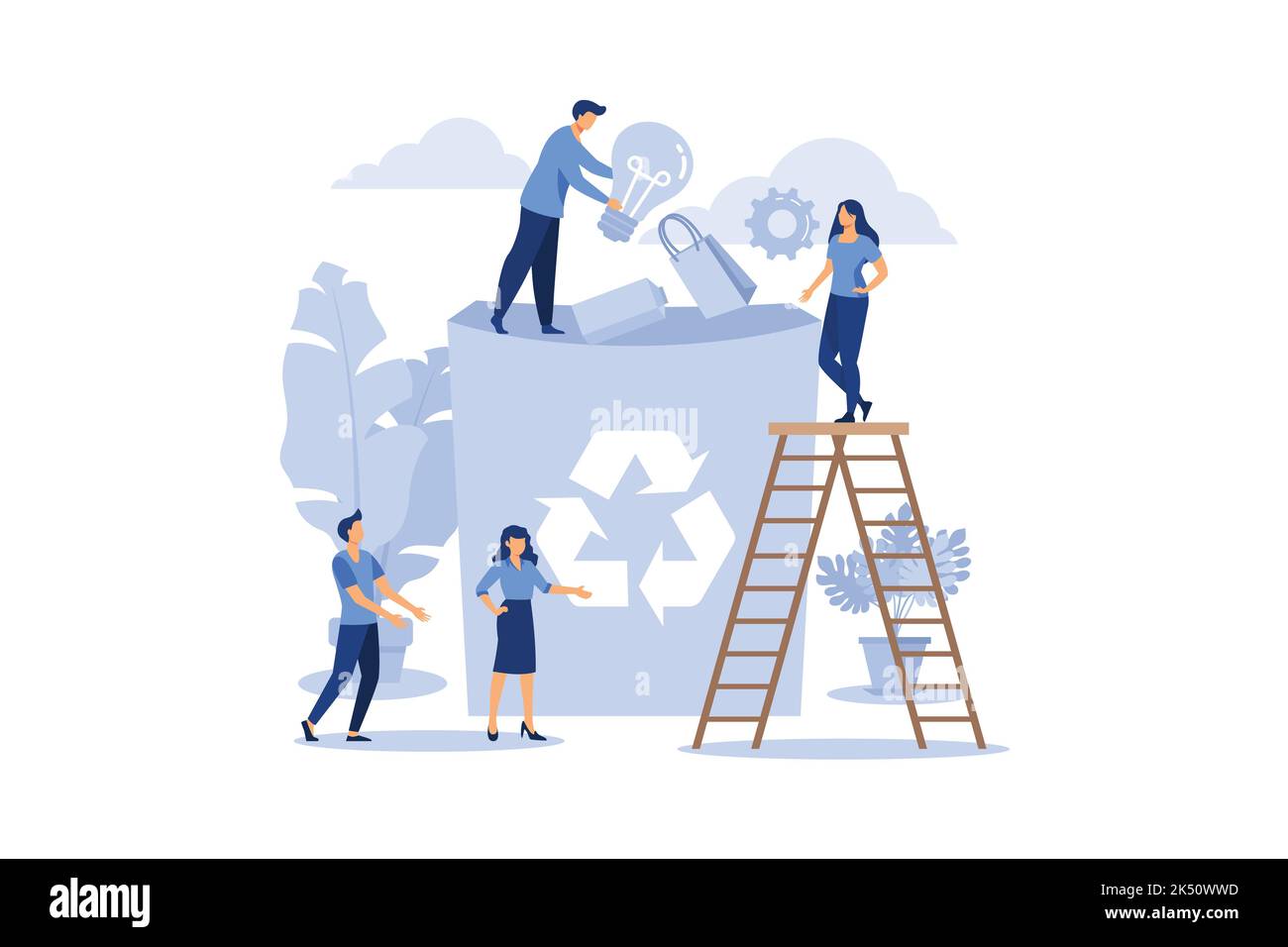 the employee is engaged in recycling garbage, career growth to success ...