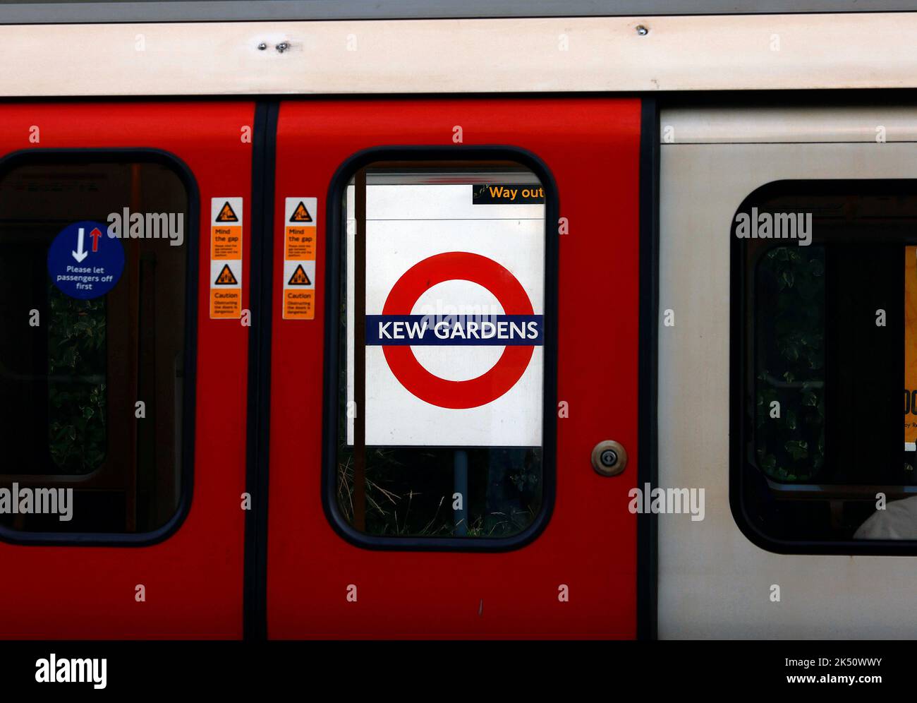 Close up of the underground sign station Kew Gardens in London, UK ...