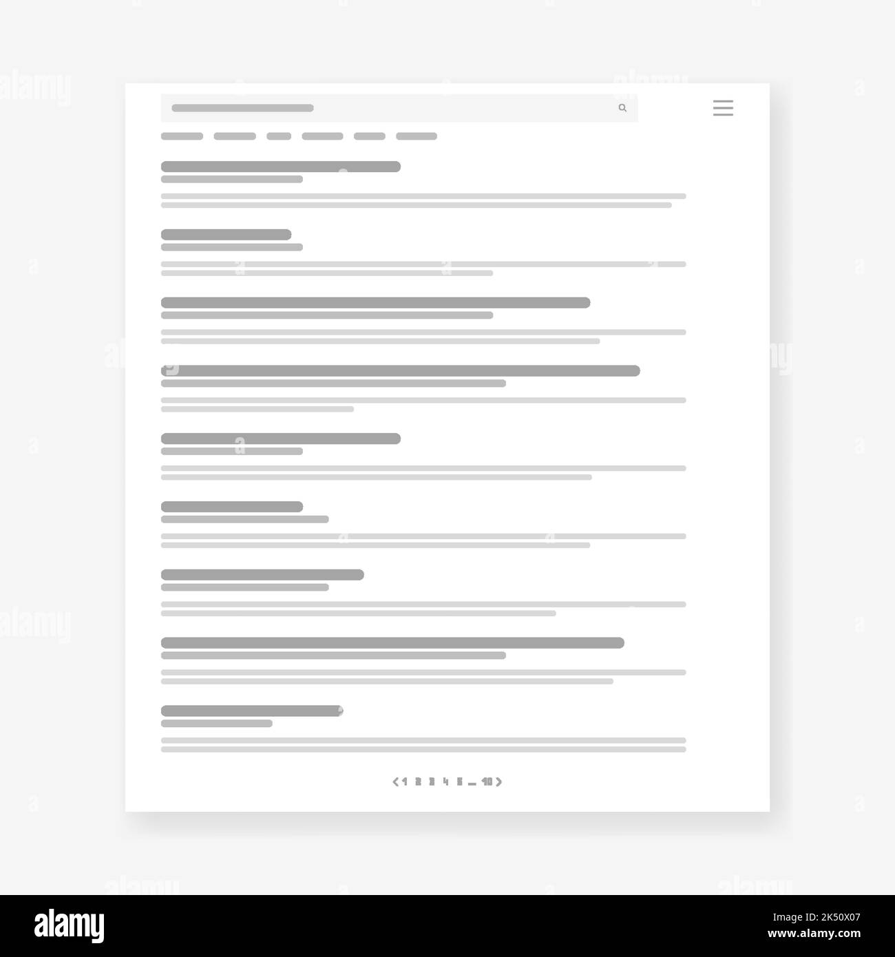 Search Engine Wireframe, Webpage prototype Vector Illustration Stock ...