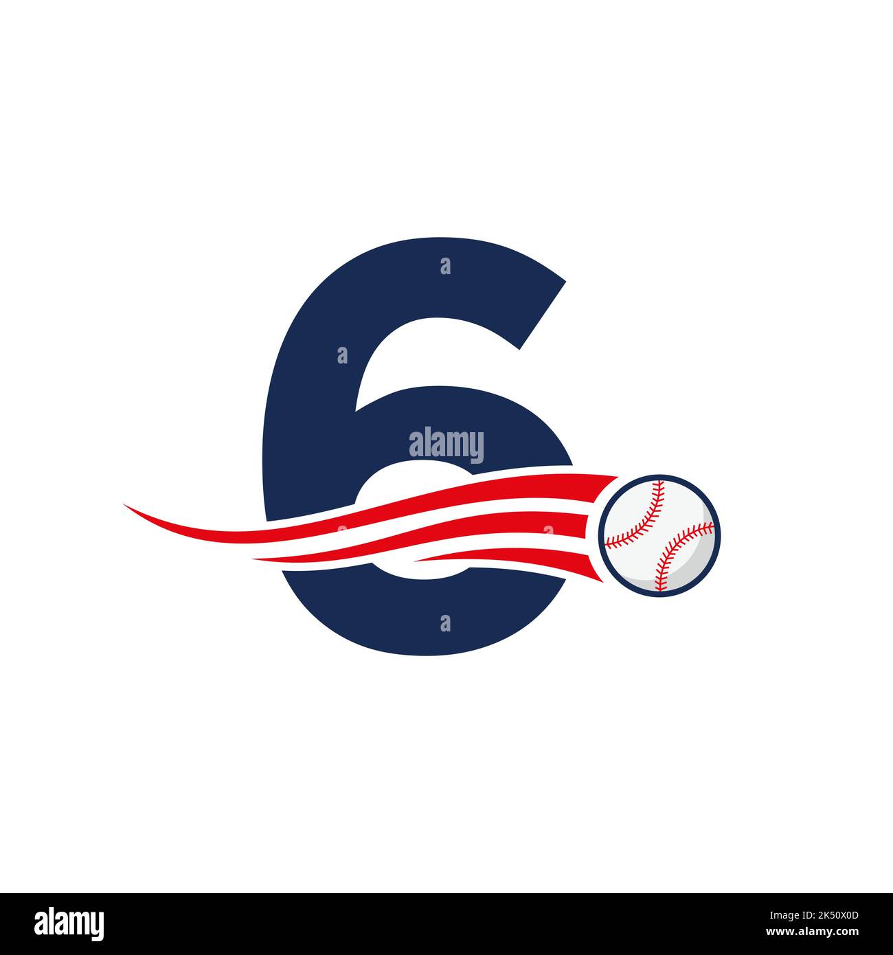 Letter 6 Baseball Logo Concept With Moving Baseball Icon Vector ...