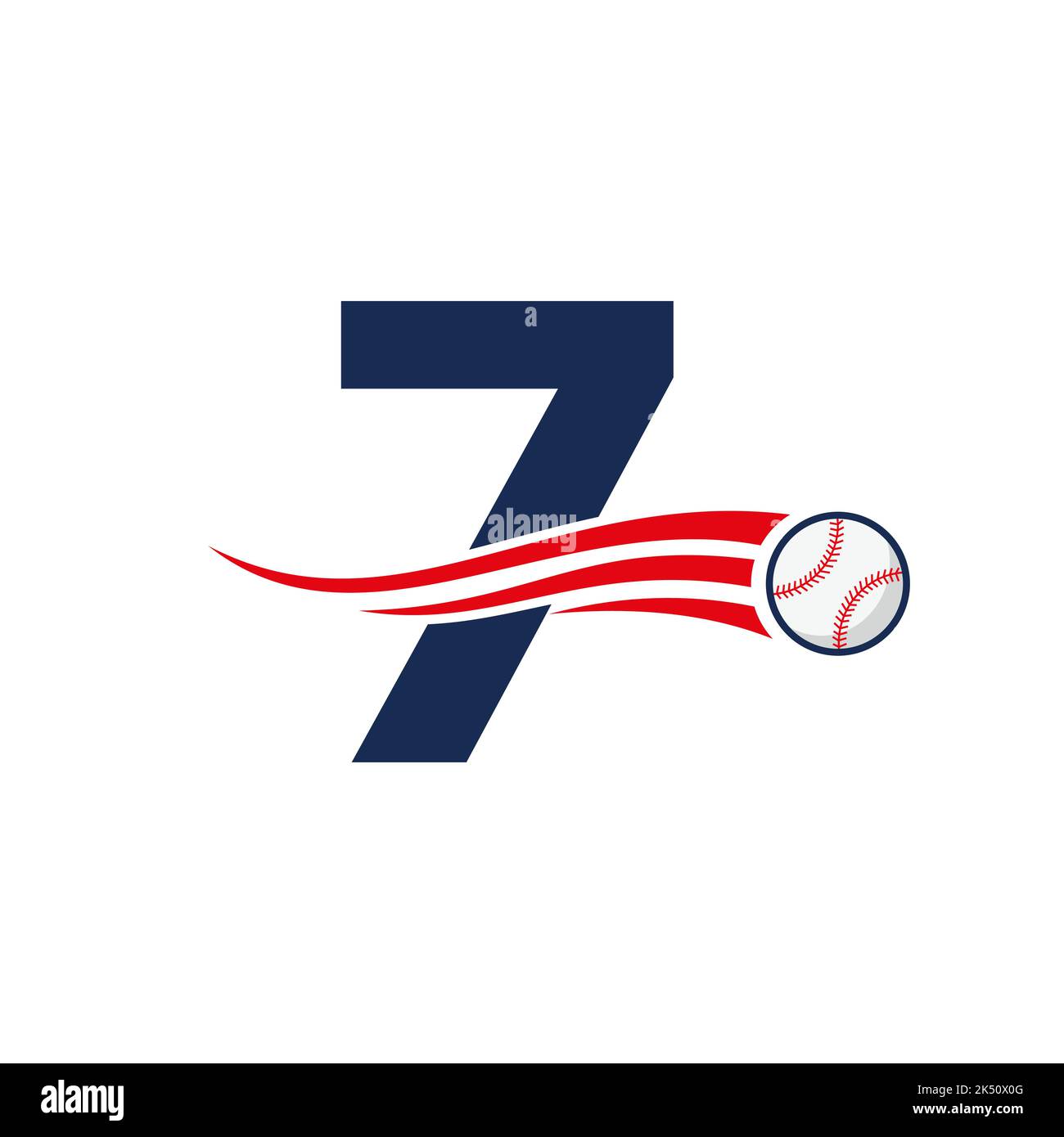 Letter 7 Baseball Logo Concept With Moving Baseball Icon Vector ...