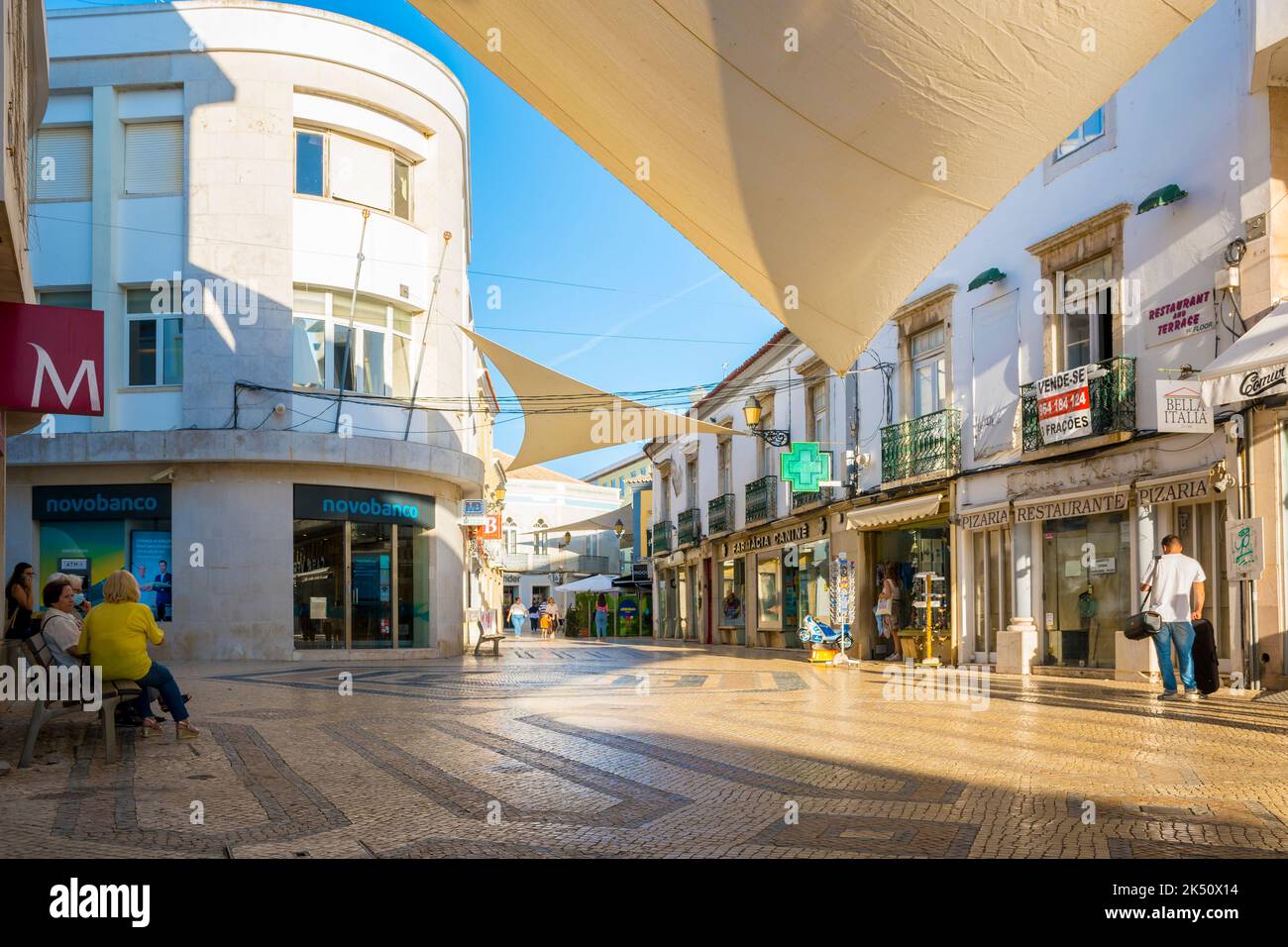 Faro, Portugal, September 2022: View on Faro cozy shopping street with ...