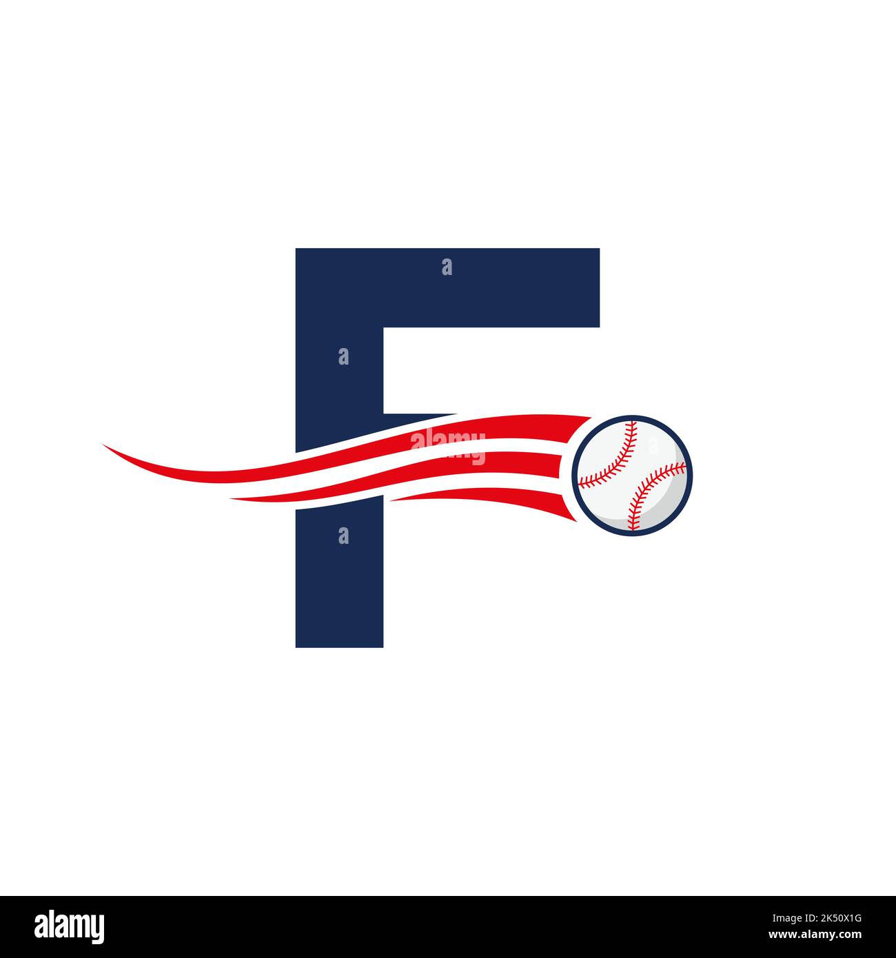 Letter F Baseball Logo Concept With Moving Baseball Icon Vector ...