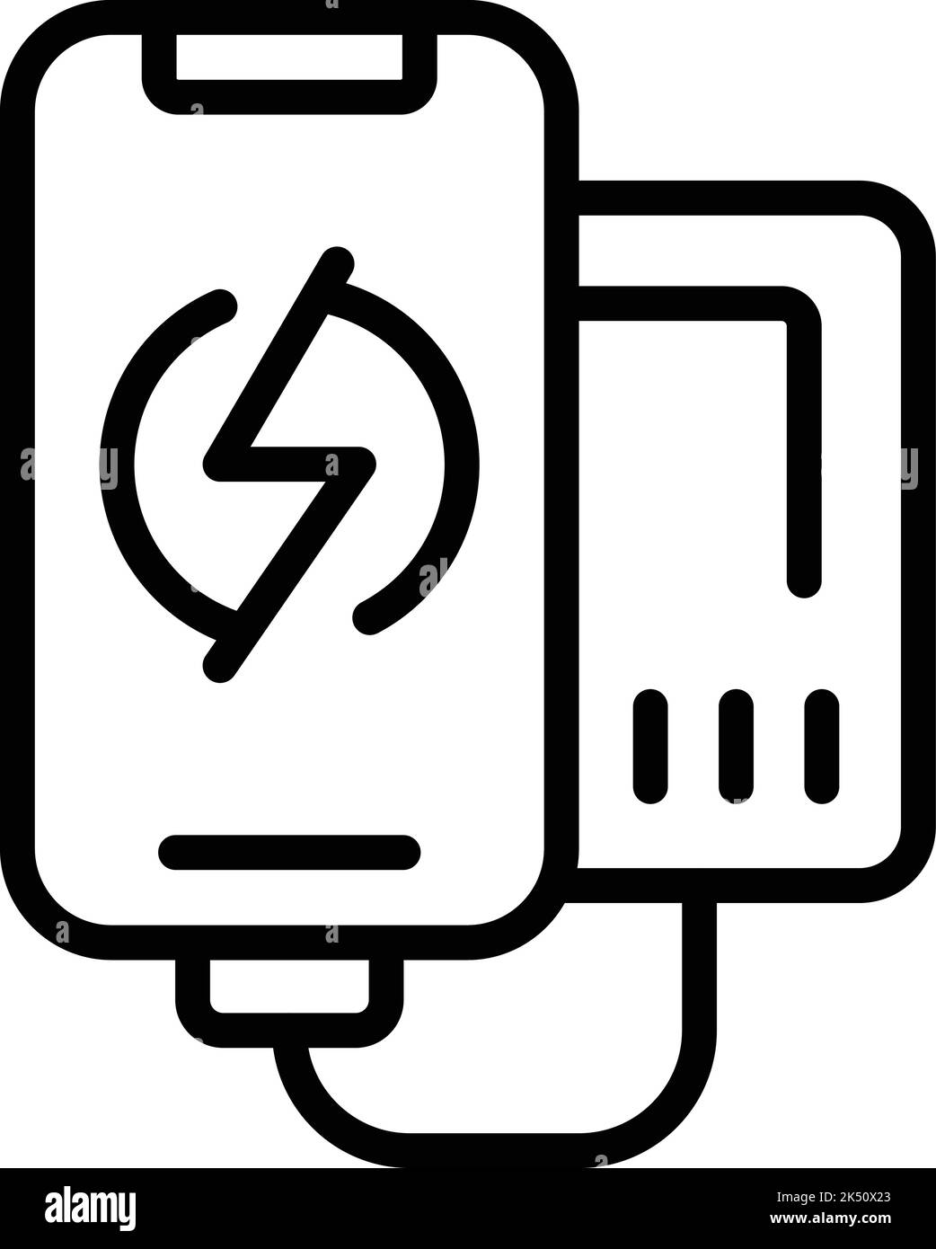 Phone charging icon outline vector. Power charger. Usb cable Stock ...
