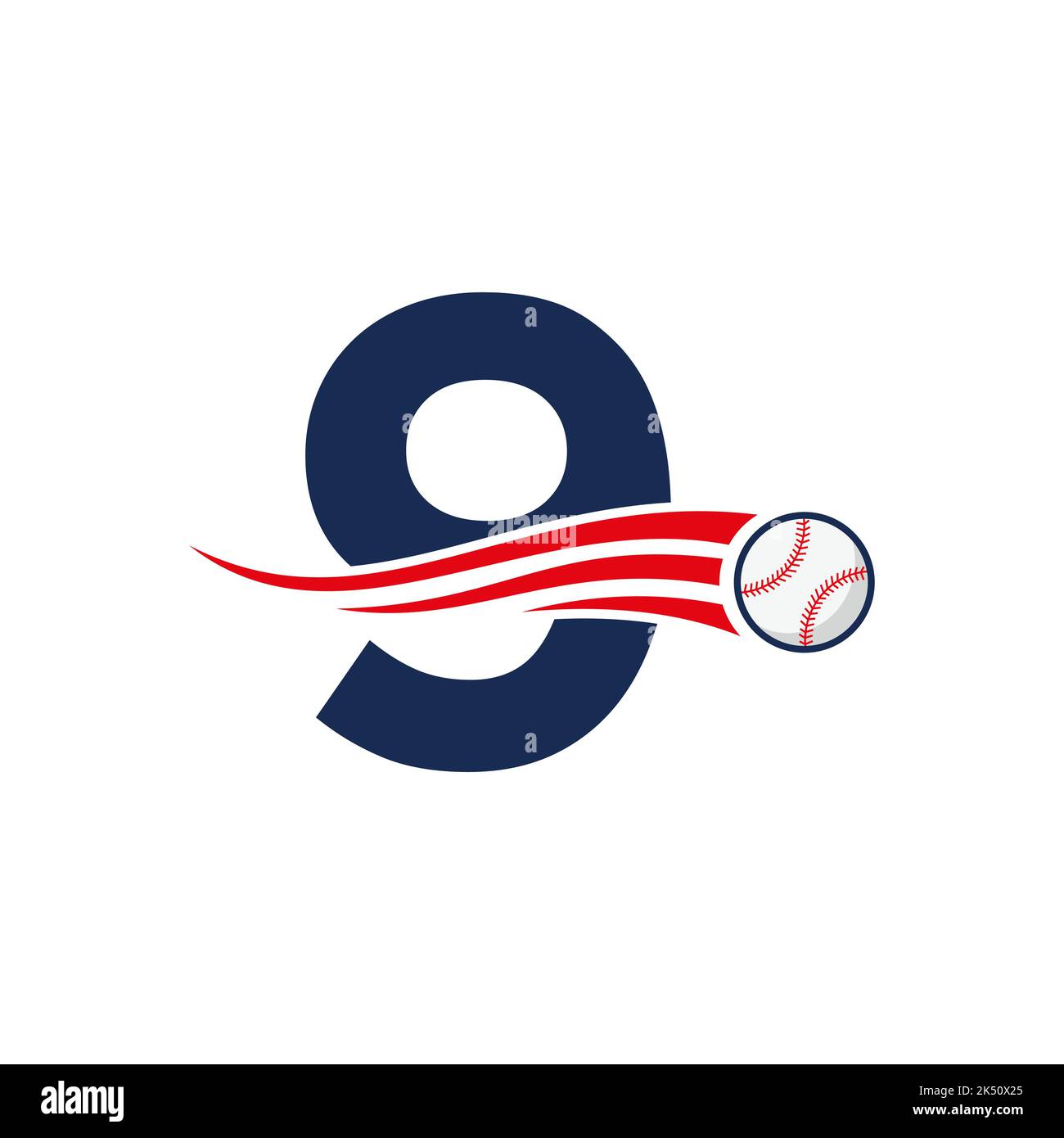 Letter 9 Baseball Logo Concept With Moving Baseball Icon Vector ...
