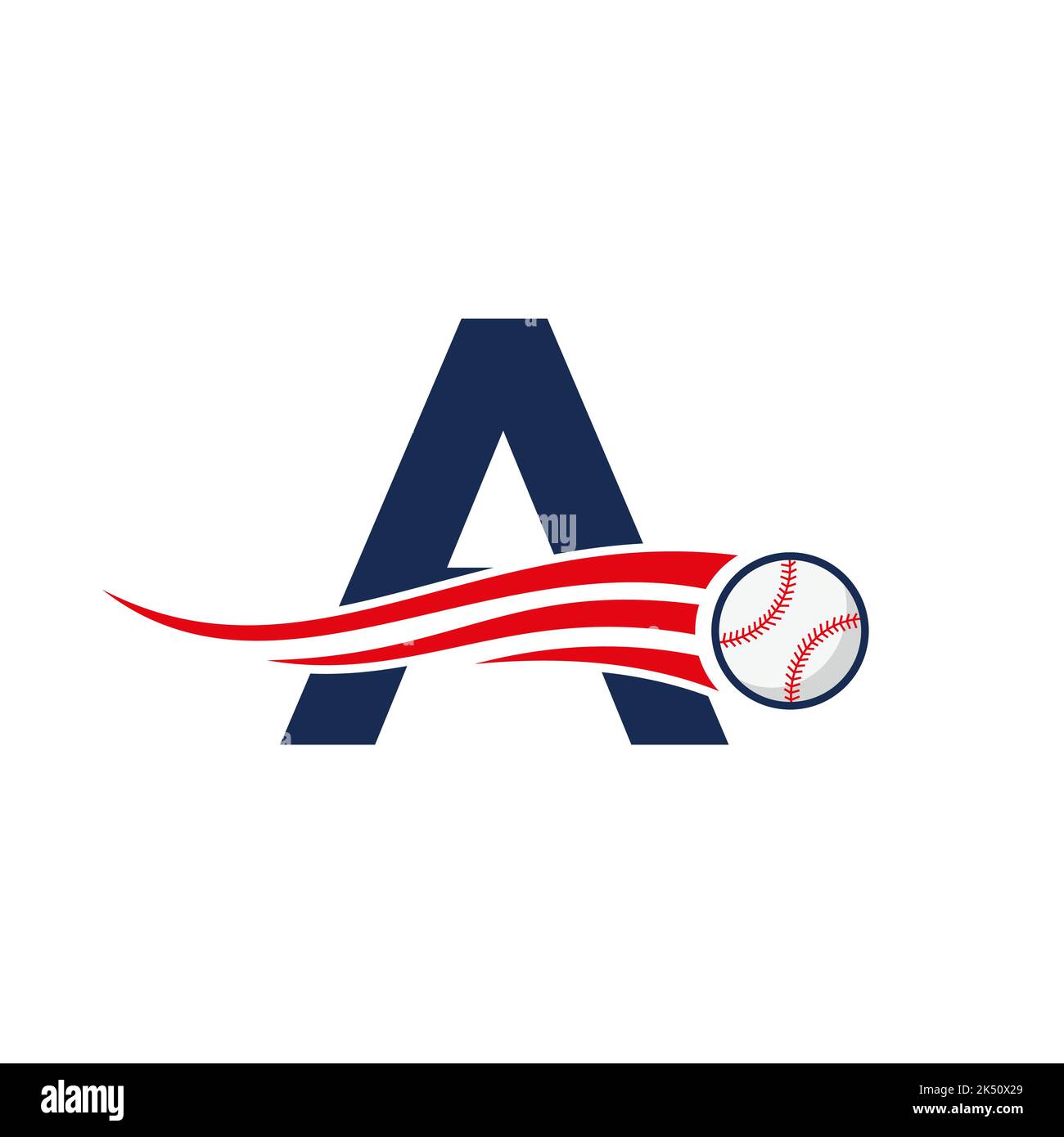 Letter A Baseball Logo Concept With Moving Baseball Icon Vector ...