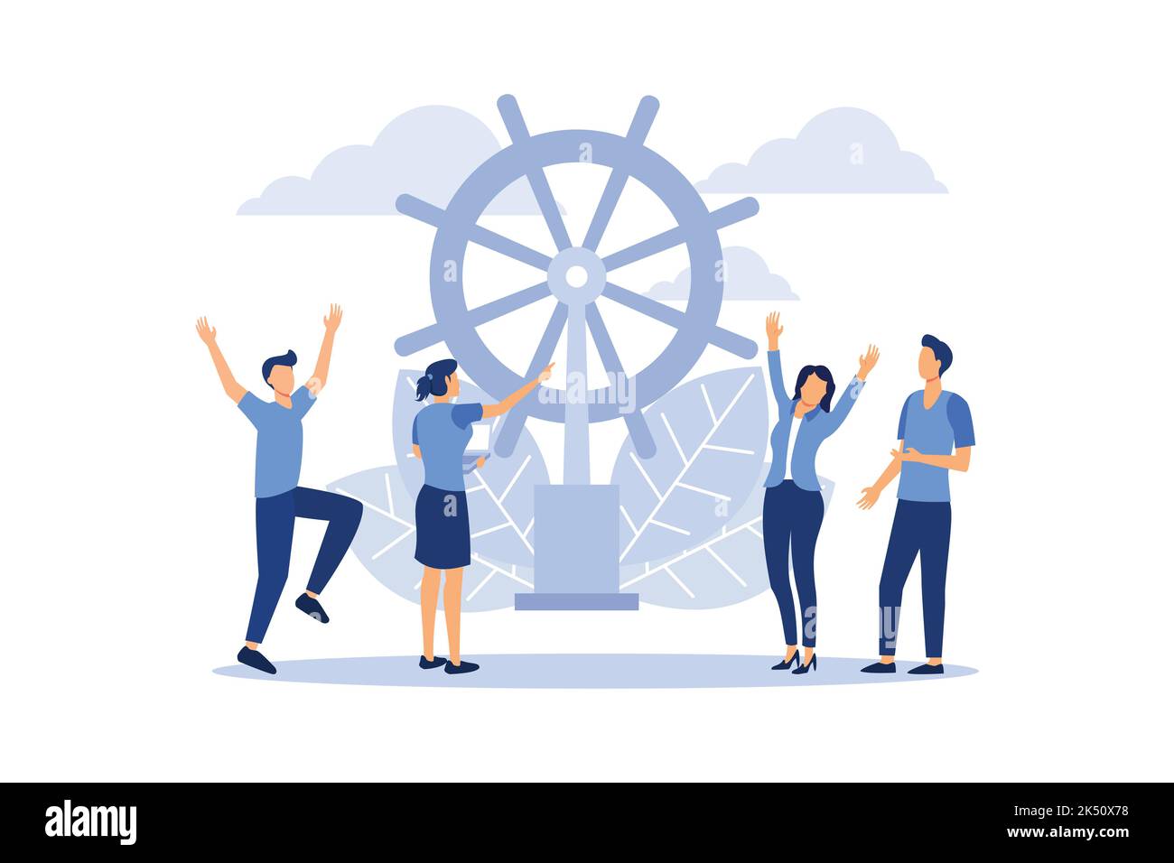 leadership qualities in a creative team, direction on a successful path ...