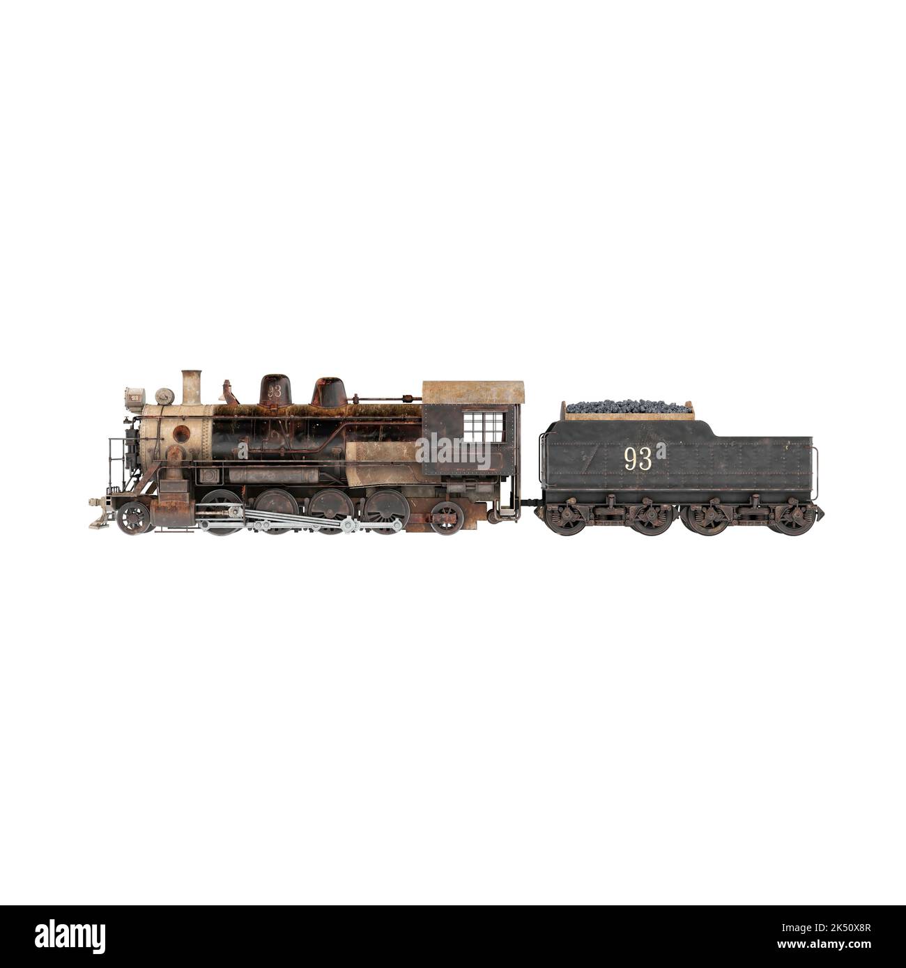 A 3d rendered rusty locomotive against a white background Stock Photo ...