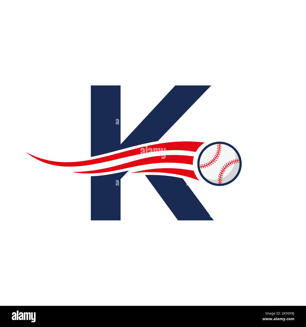 Letter K Baseball Logo Concept With Moving Baseball Icon Vector ...