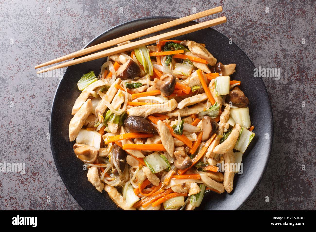 Delicious stir-fry of tender chicken and crunchy vegetables, chop suey ...