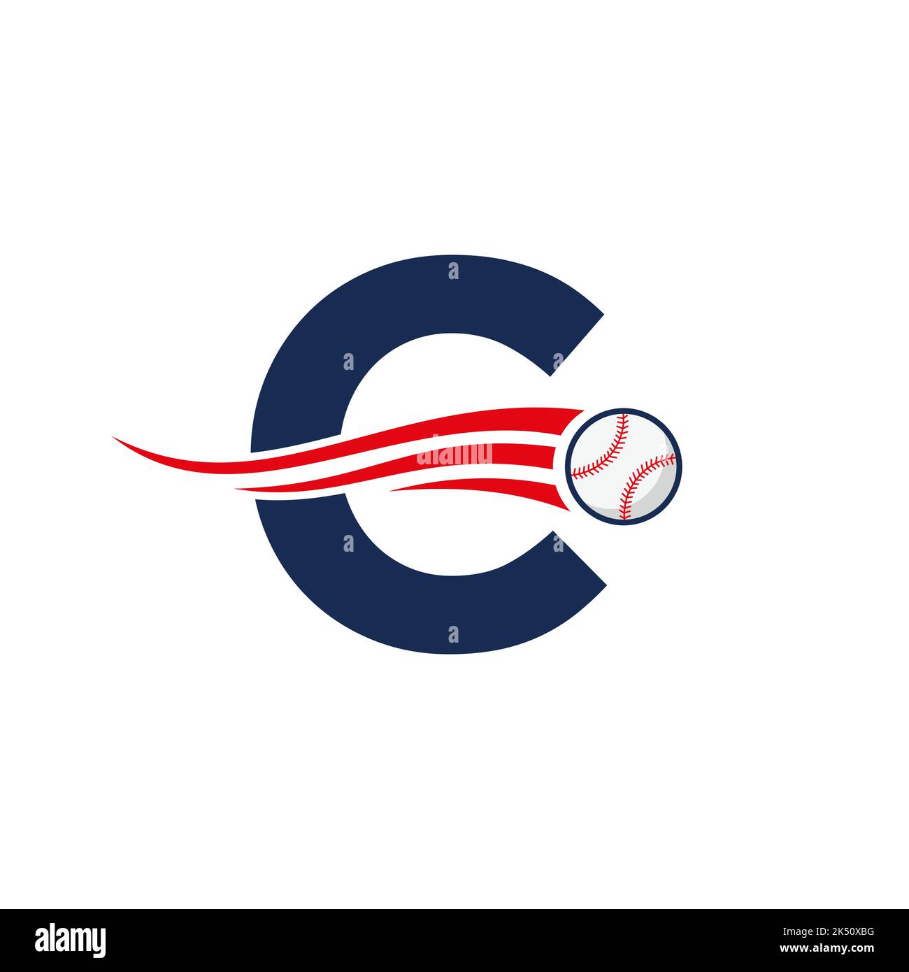 Letter C Baseball Logo Concept With Moving Baseball Icon Vector ...