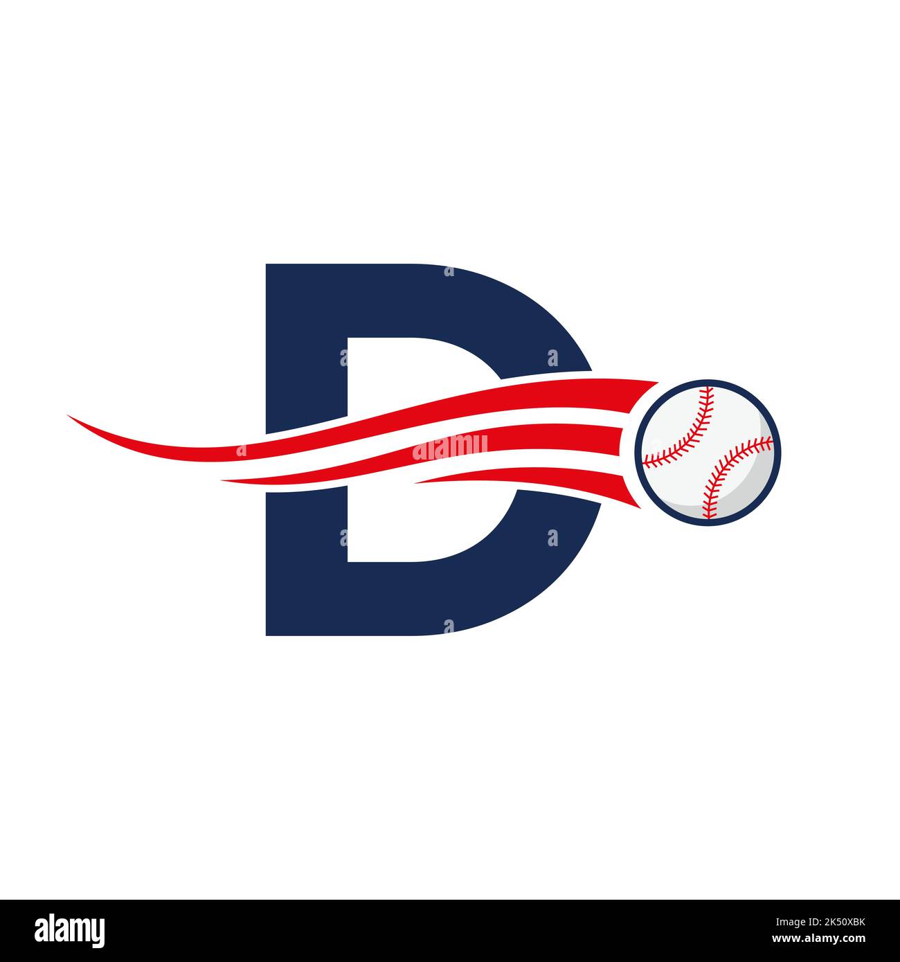 Letter D Baseball Logo Concept With Moving Baseball Icon Vector ...