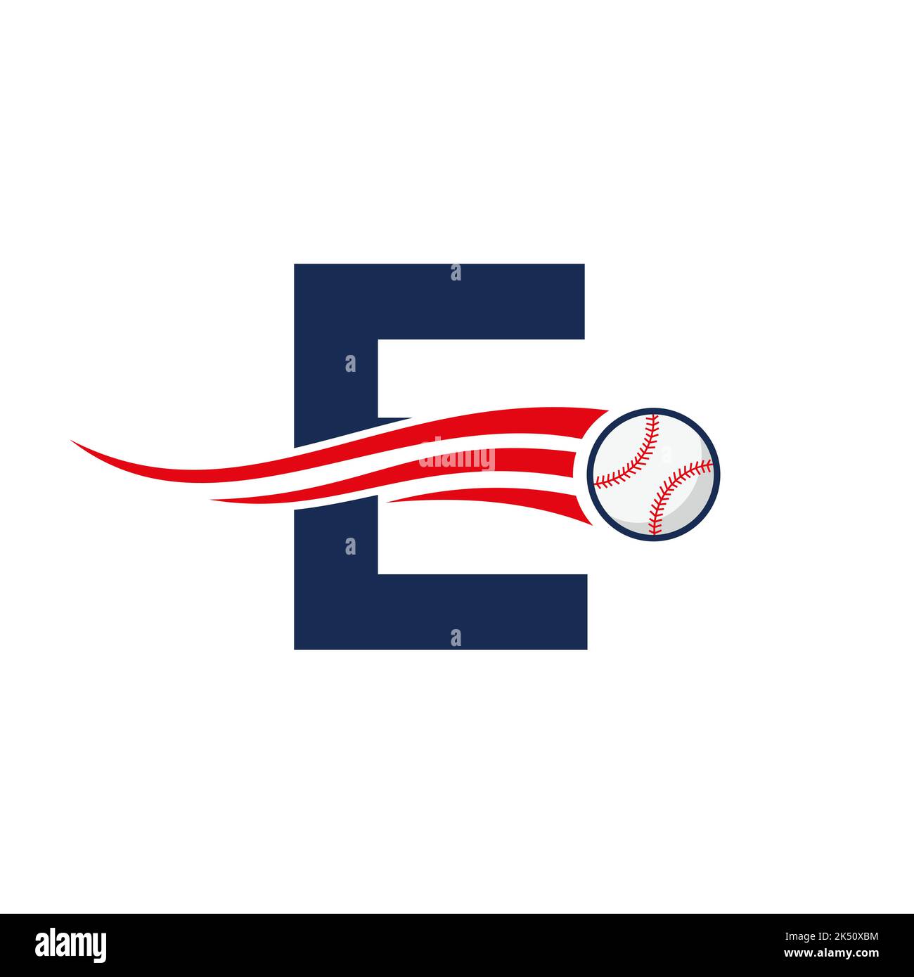 Letter E Baseball Logo Concept With Moving Baseball Icon Vector ...