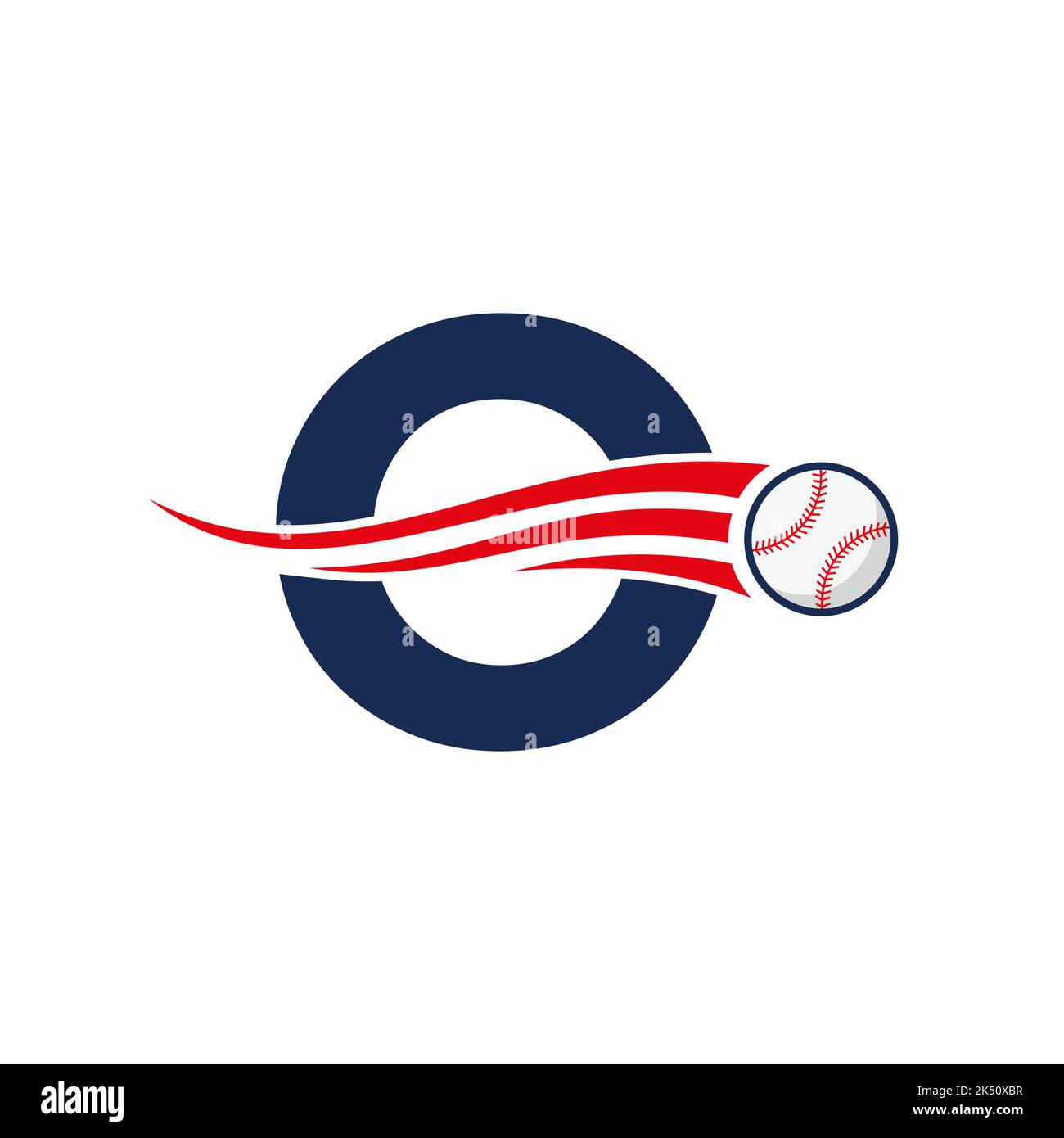 Letter O Baseball Logo Concept With Moving Baseball Icon Vector ...