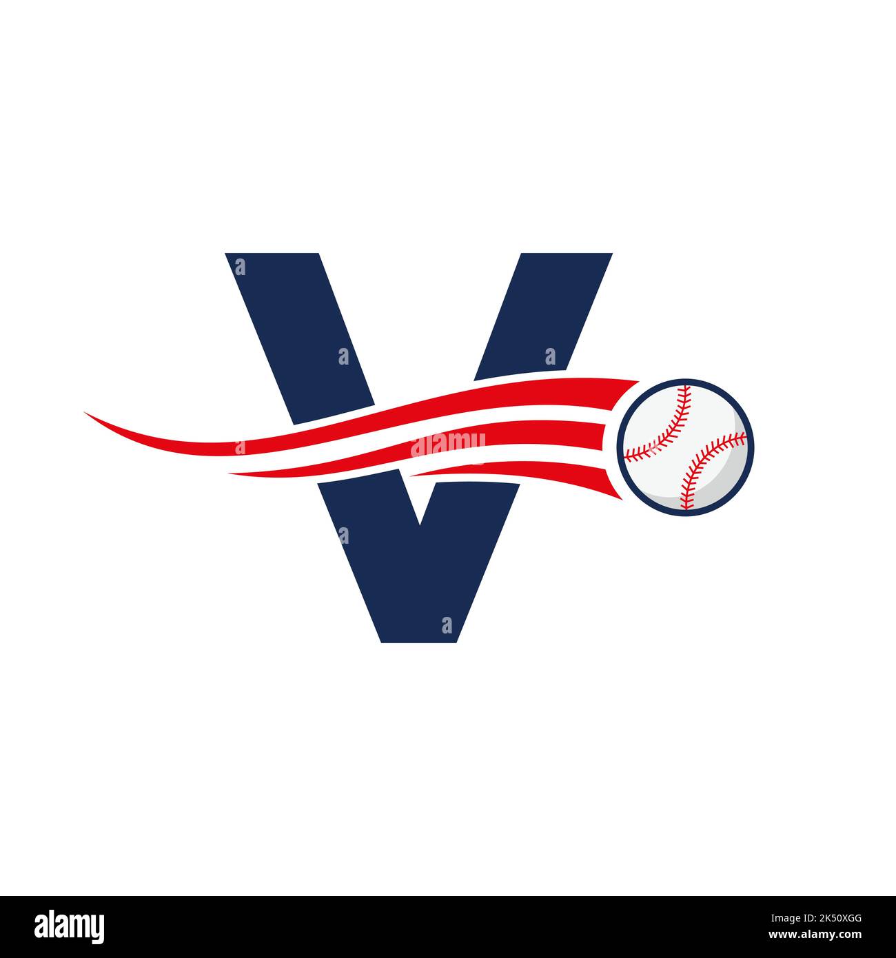 Letter V Baseball Logo Concept With Moving Baseball Icon Vector ...