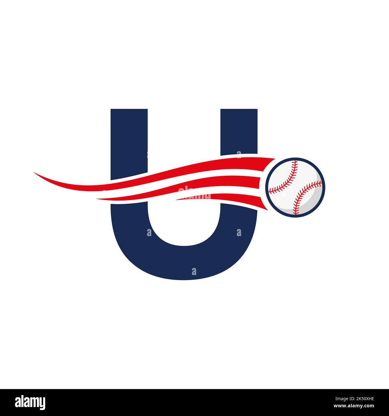 Letter U Baseball Logo Concept With Moving Baseball Icon Vector ...