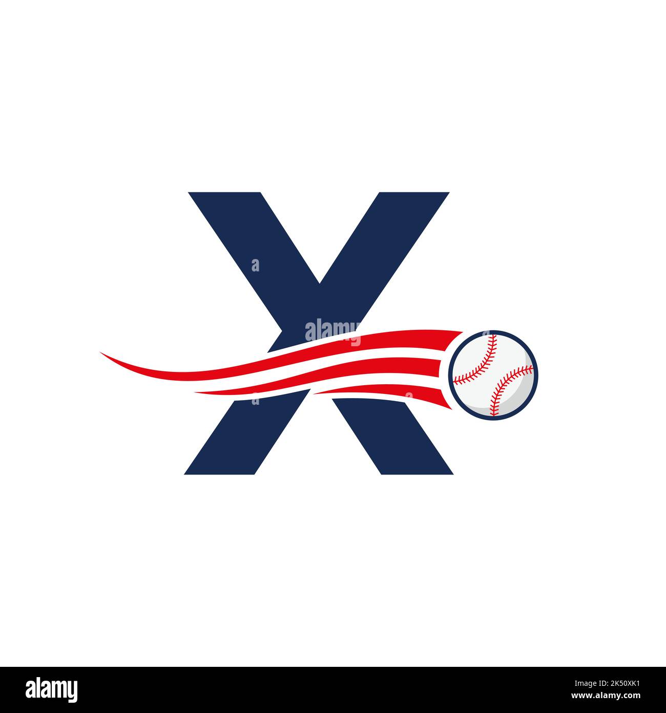Letter X Baseball Logo Concept With Moving Baseball Icon Vector ...