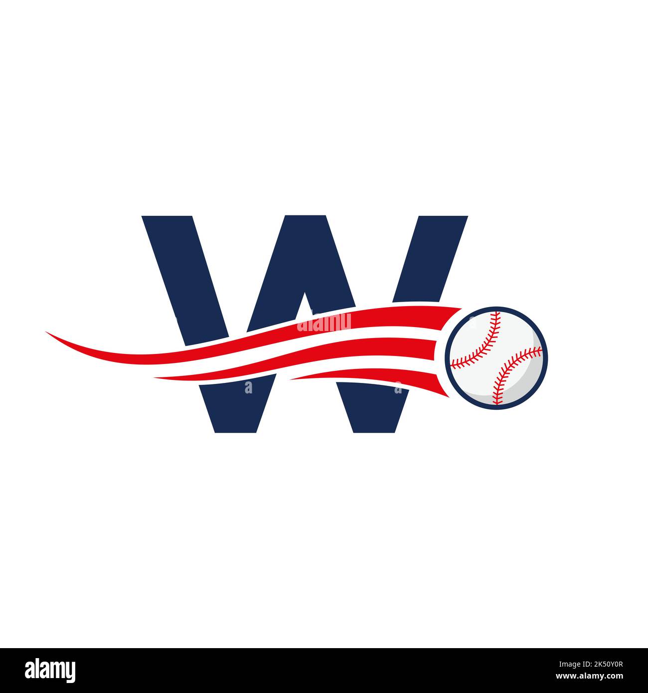 Letter W Baseball Logo Concept With Moving Baseball Icon Vector ...