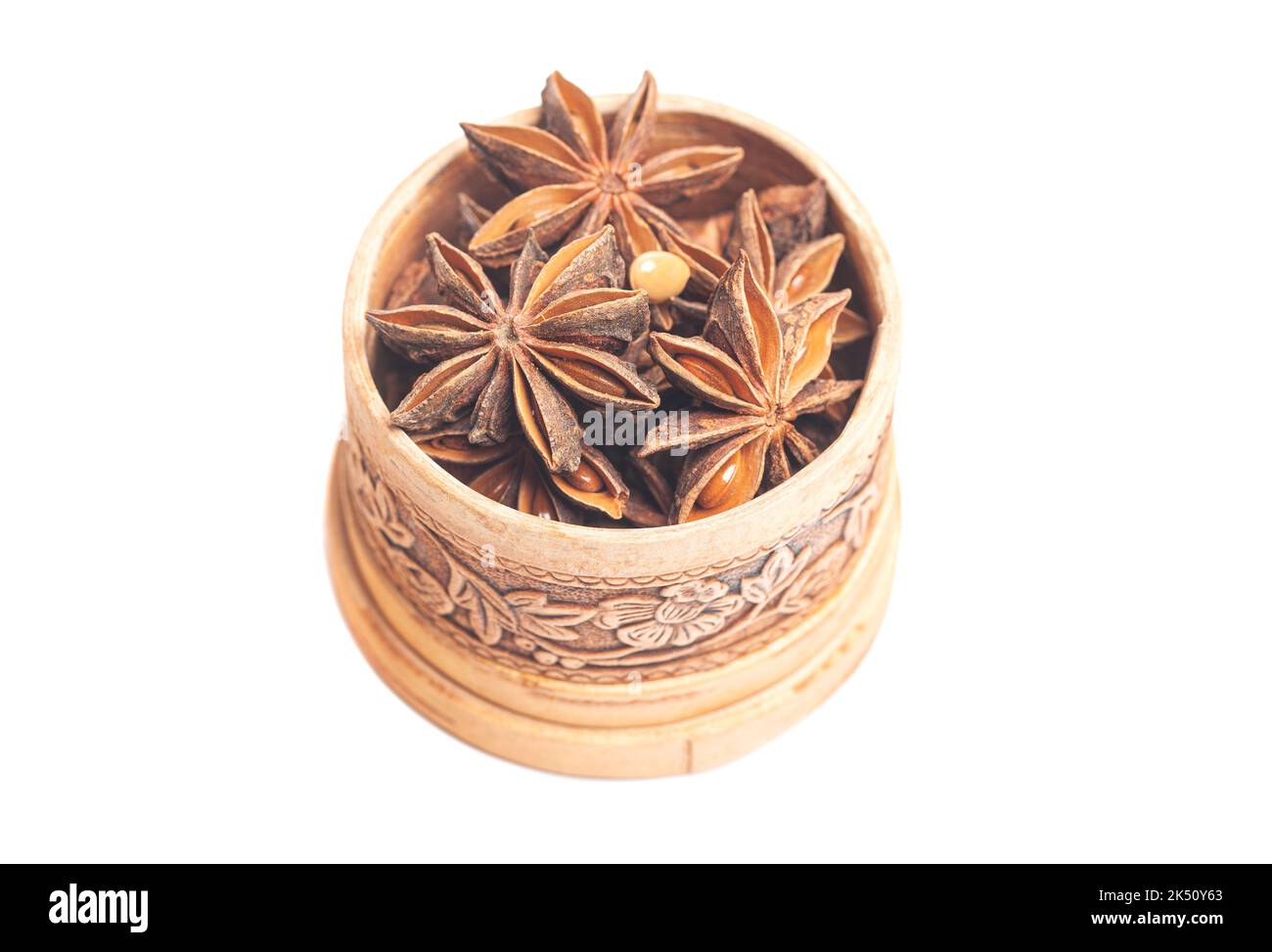 Star anises isolated on white background. Dried star anise spice fruits ...