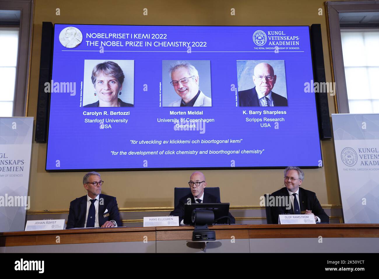 Stockholm, Sverige. 05th Oct, 2022. Jonas Aqvist, Chairman of the Nobel Committee for Chemistry ...