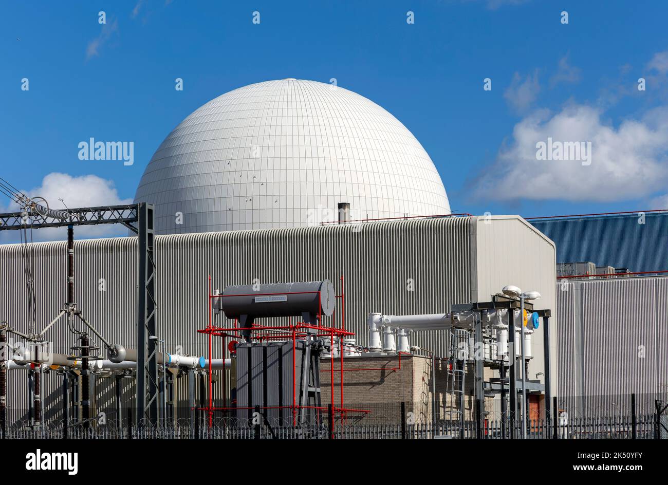 White dome PWR Pressurised Water Reactor nuclear power station ...