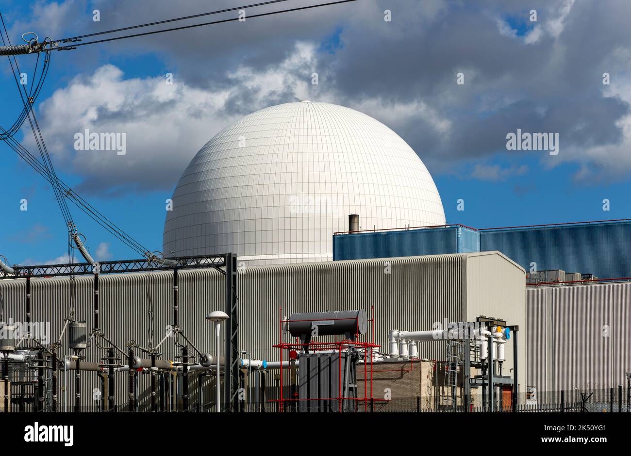 White dome PWR Pressurised Water Reactor nuclear power station ...