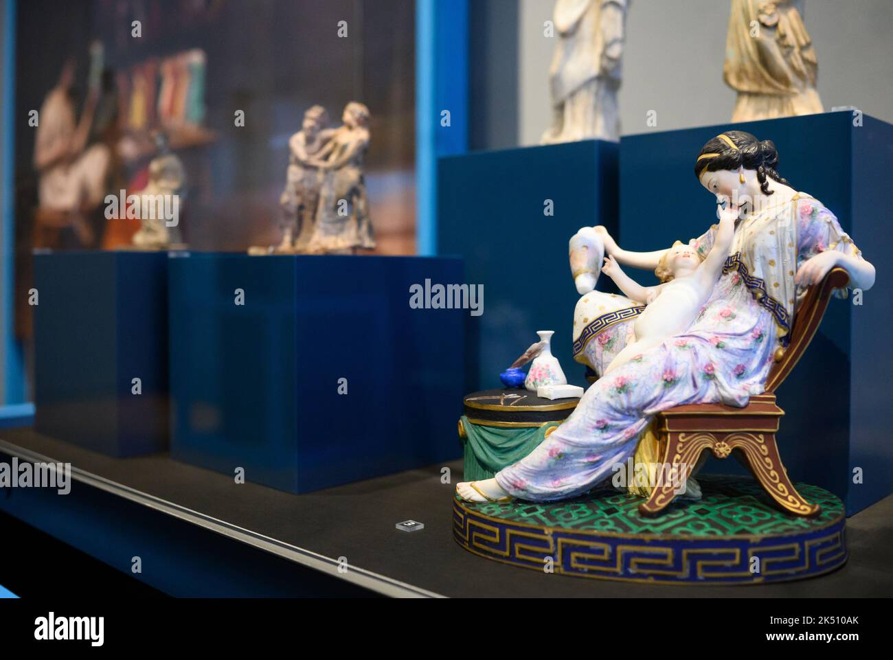 Berlin, Germany. 05th Oct, 2022. Clay figurines stand in the exhibition ...
