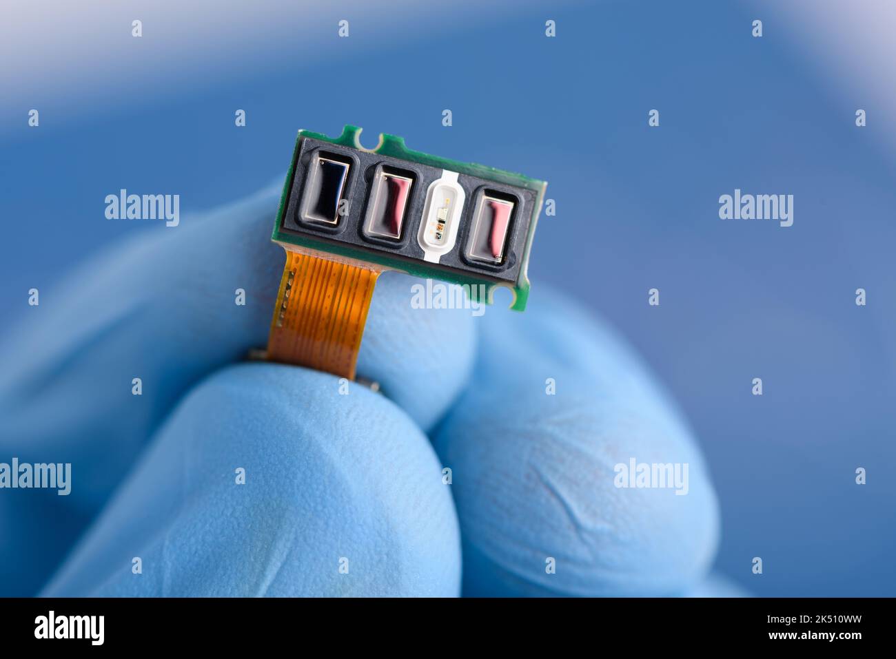 Scientist hold in fingers and show fitness tracker smart watch ...