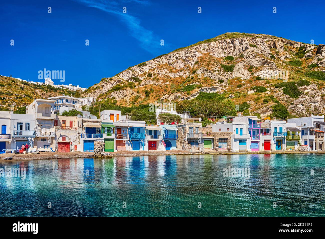Colorful village of Klima with traditional Greek houses, Milos, Greece ...