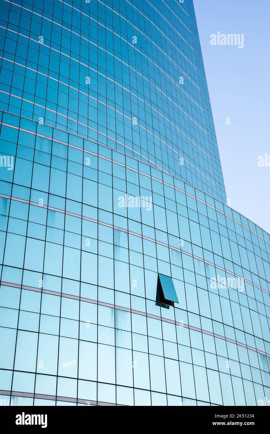 Exterior of office building decorated by blue glass windows in table ...
