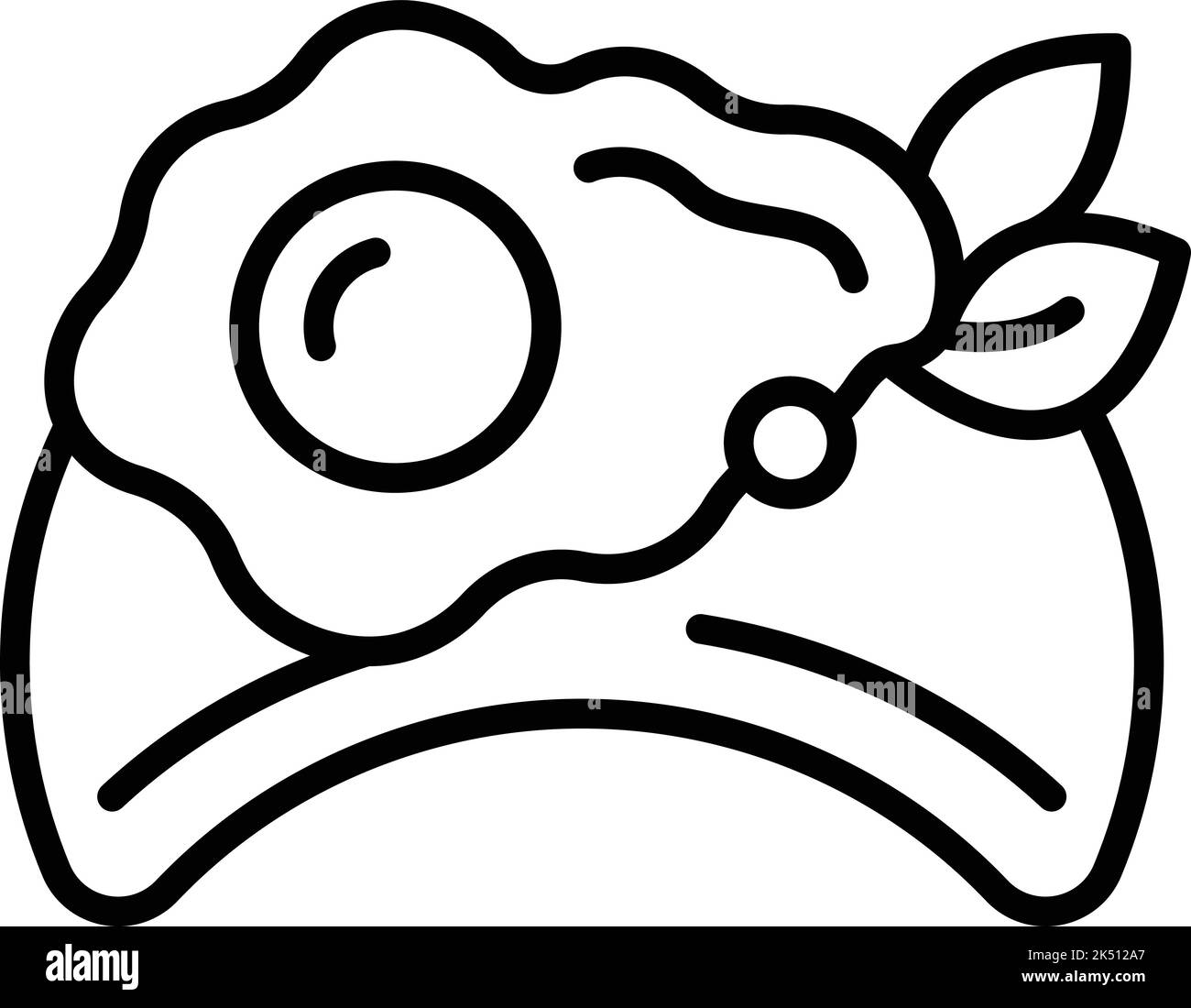 Fried egg bruschetta icon outline vector. Food snack. Menu drawing ...