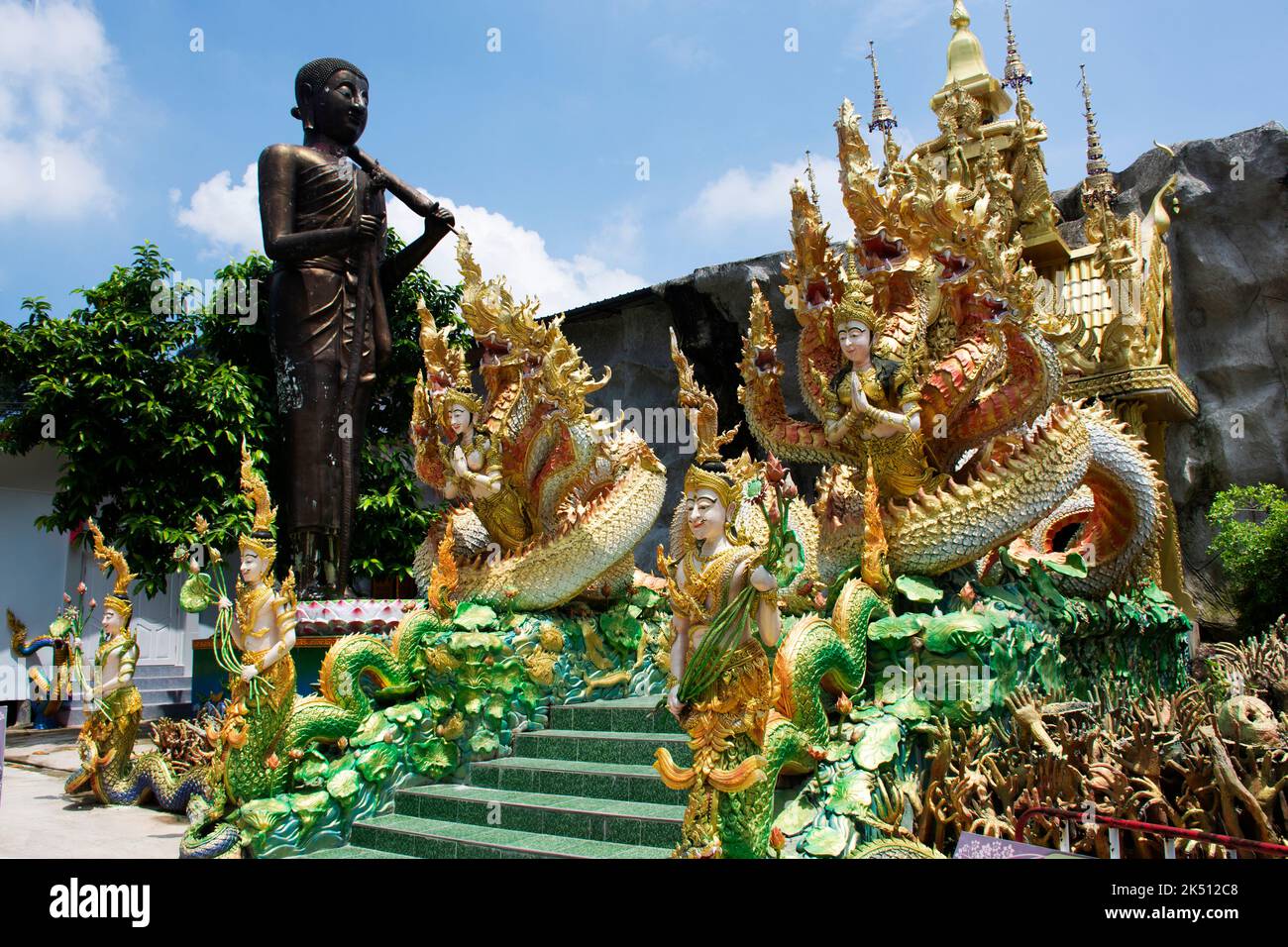 Tunnel gate naga cave statue for thai people travelers travel visit ...