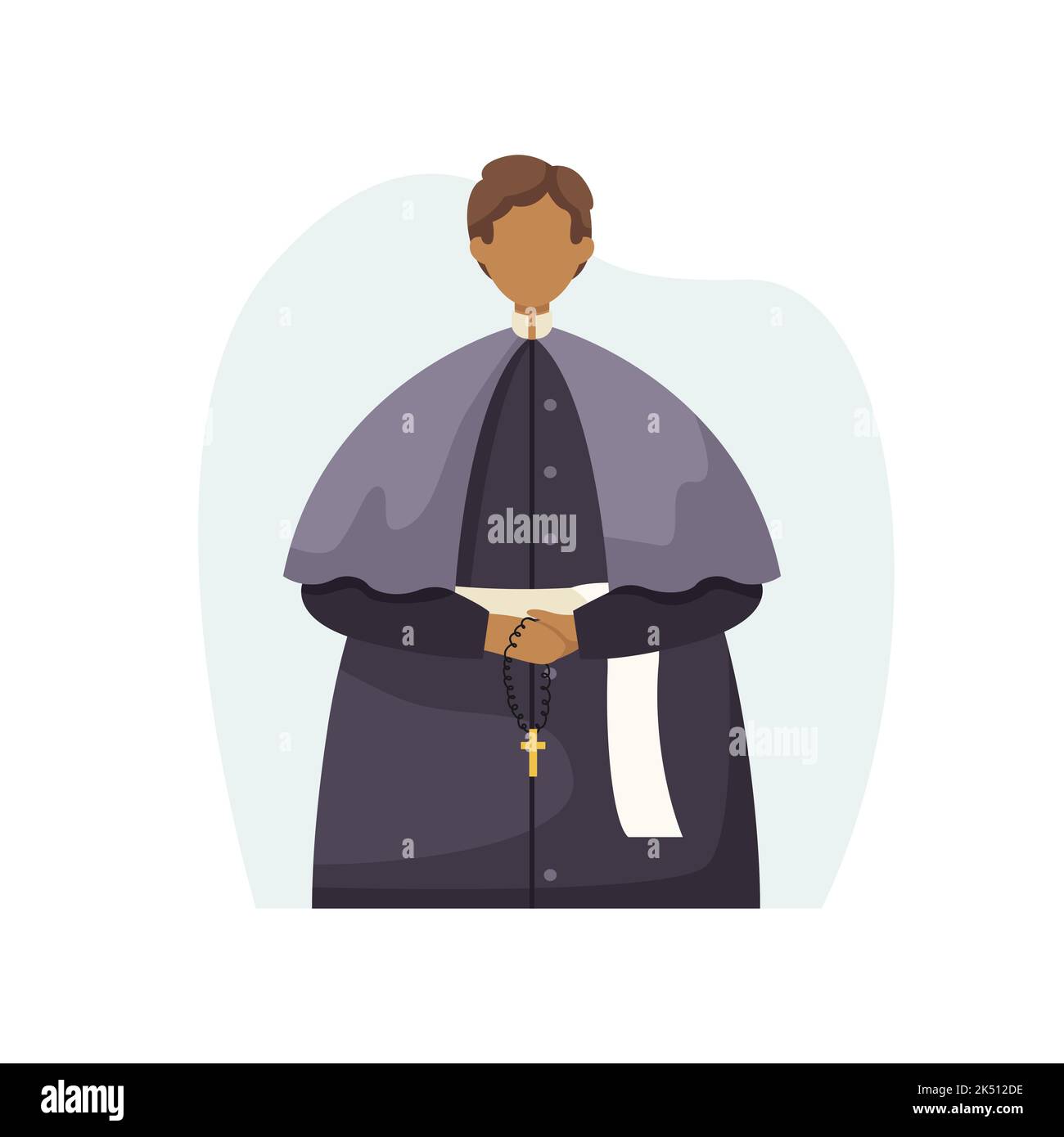 Vector illustration of a priest in a cassock with a rosary in his hands ...